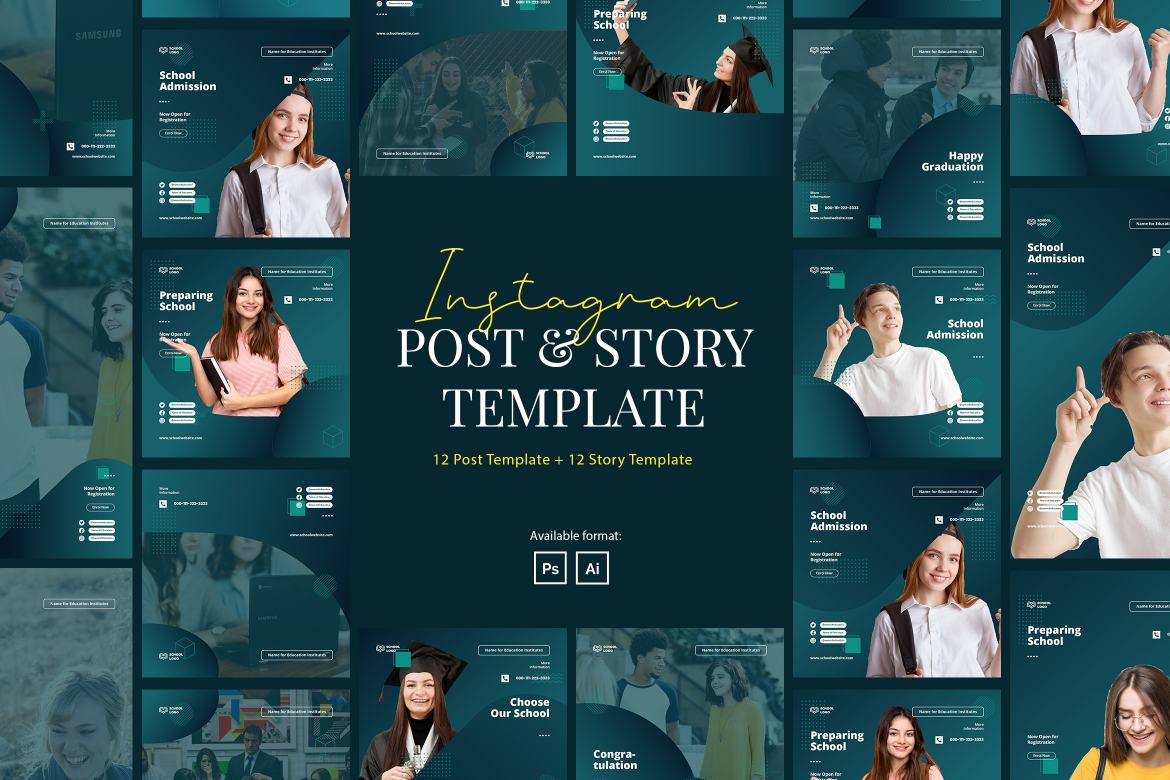 Elegant School Instagram Post and Story Template | Deeezy