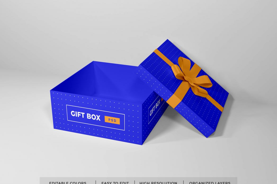 Free Christmas Gift Box Mockup Template | Deeezy