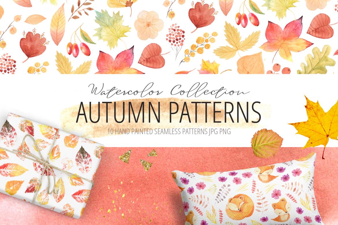 Watercolor Fall Autumn Digital Papers pack | Deeezy