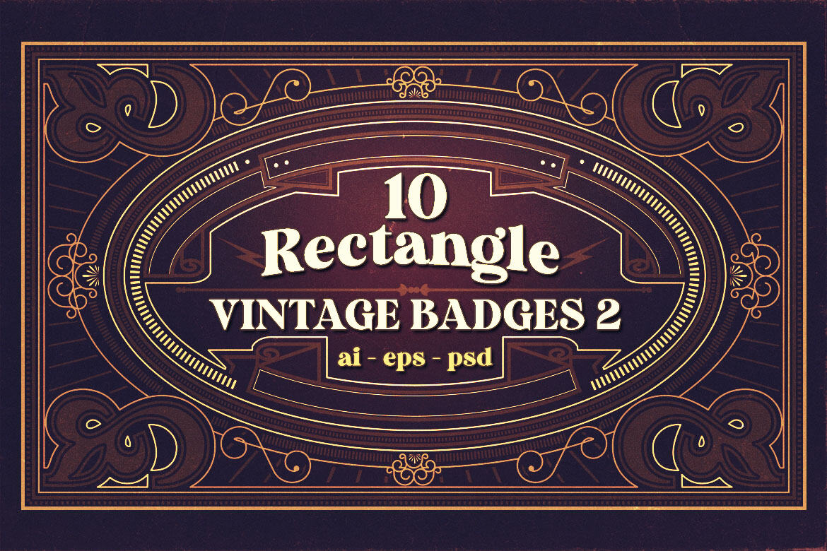 10 Rectangle Vintage Badges 2 | Deeezy