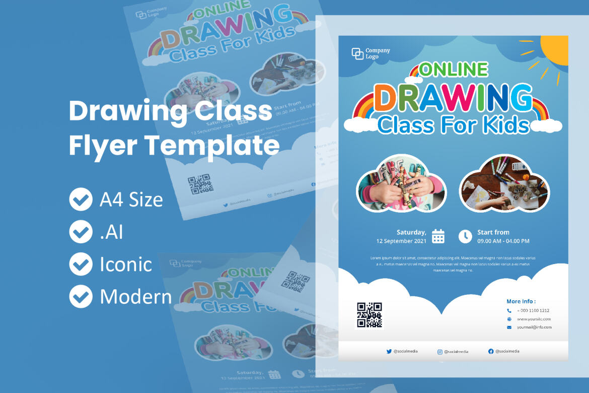 Online Drawing Class Flyer Brochure Template | Deeezy