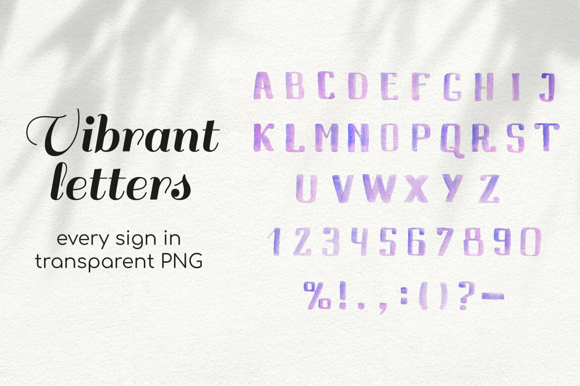 Vibrant Watercolor Letters and Numbers Clipart Alphabet | Deeezy