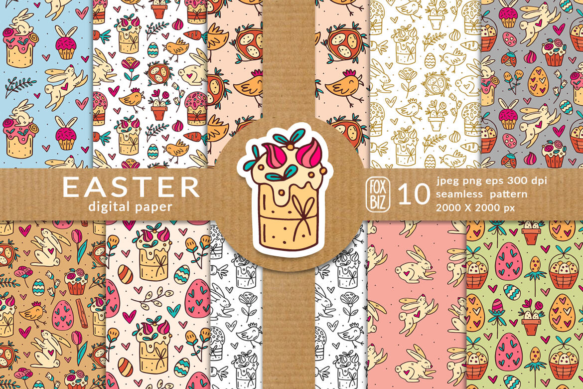 Easter digital paper, seamless pattern. | Deeezy