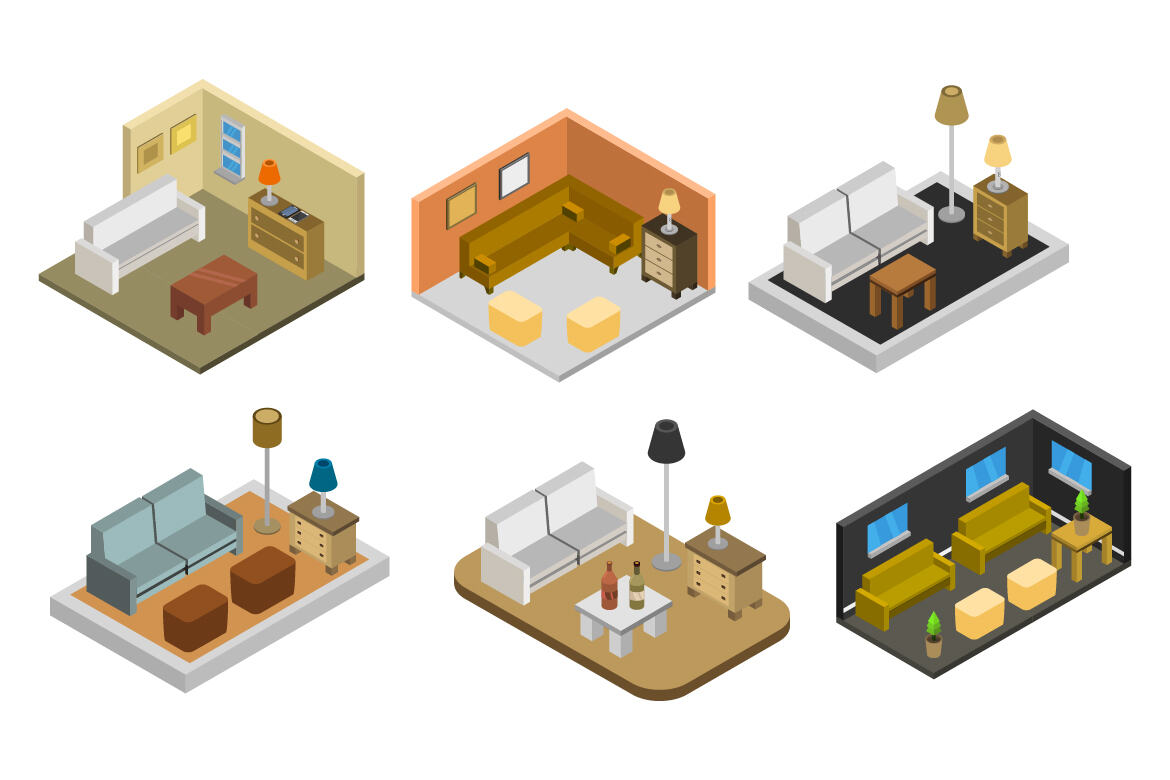 isometric lounge room | Deeezy