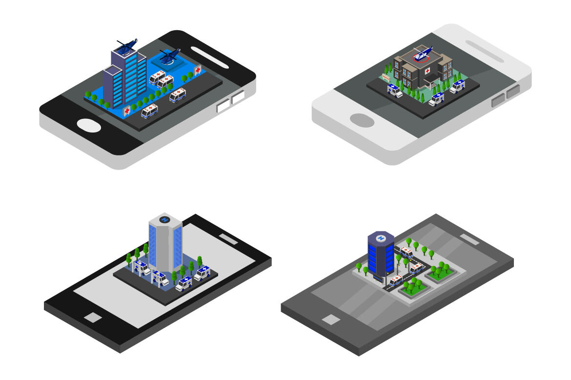 hospital on isometric smartphone | Deeezy