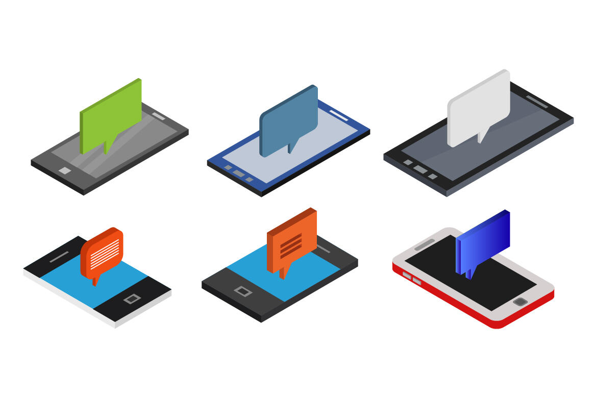 smartphone with isometric dialogue cloud | Deeezy