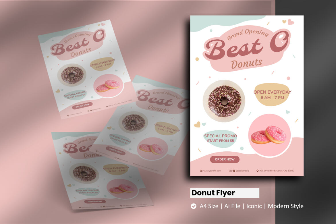 Donut Store Flyer Template | Deeezy