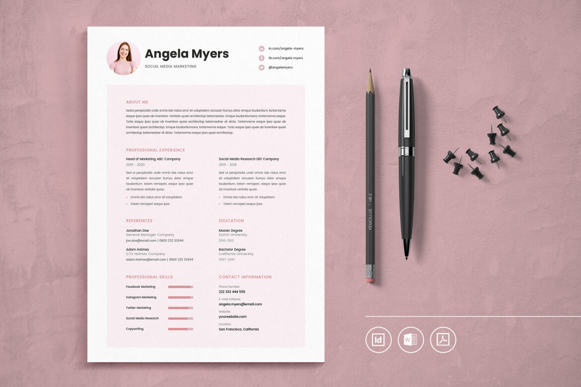 Professional CV Resume Indesign Template Vol.10 | Deeezy