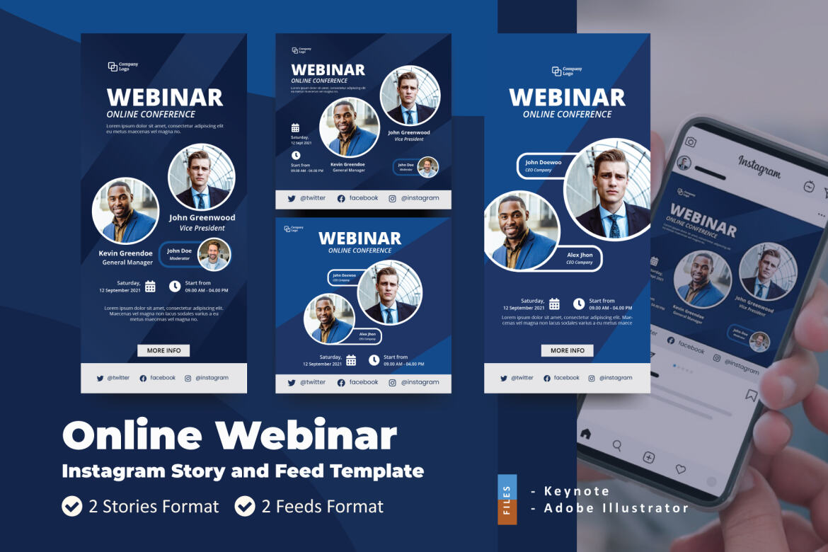 Online Webinar Instagram Story and Feed Keynote Template | Deeezy