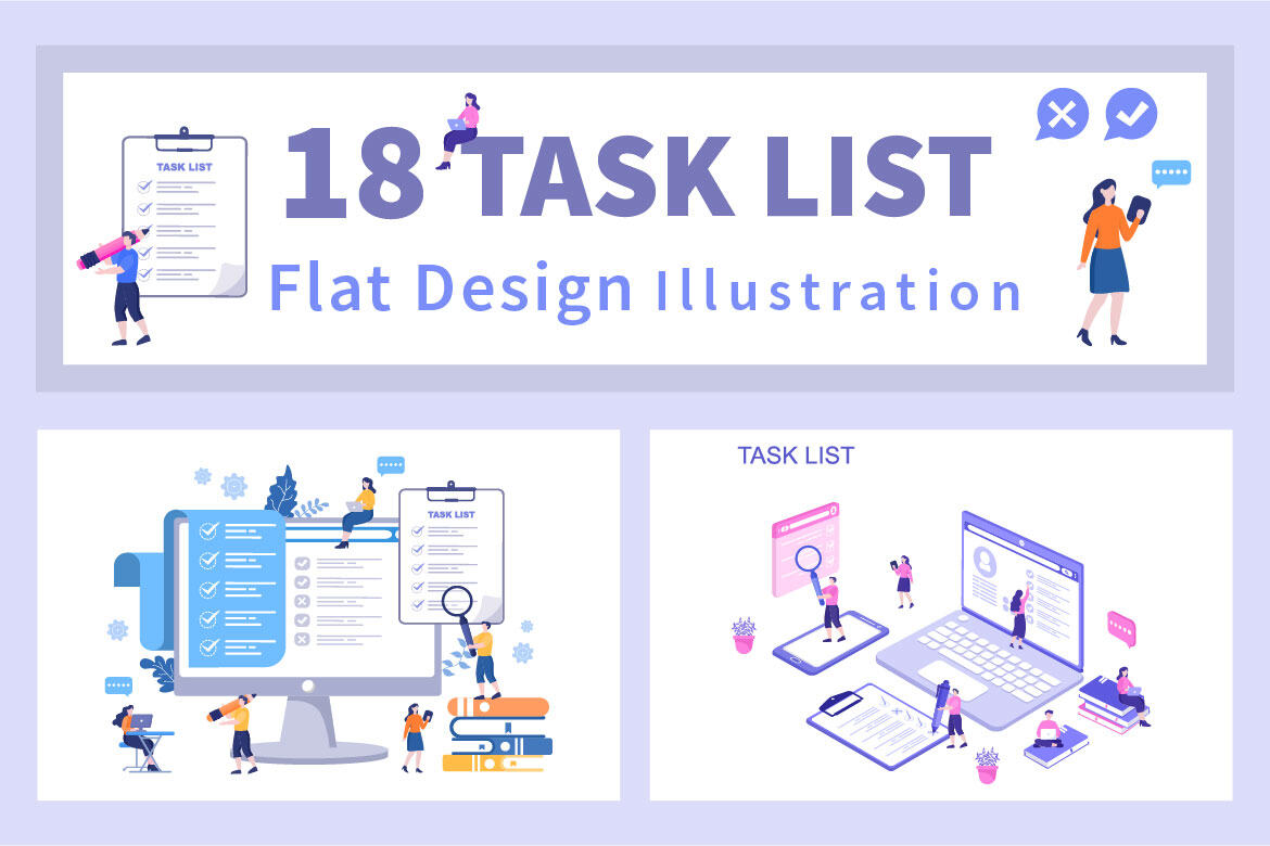 18 Task List Vector Illustration | Deeezy