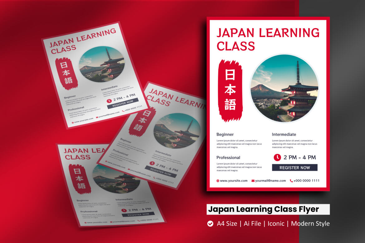 Japanese Learning Class Flyer Template | Deeezy