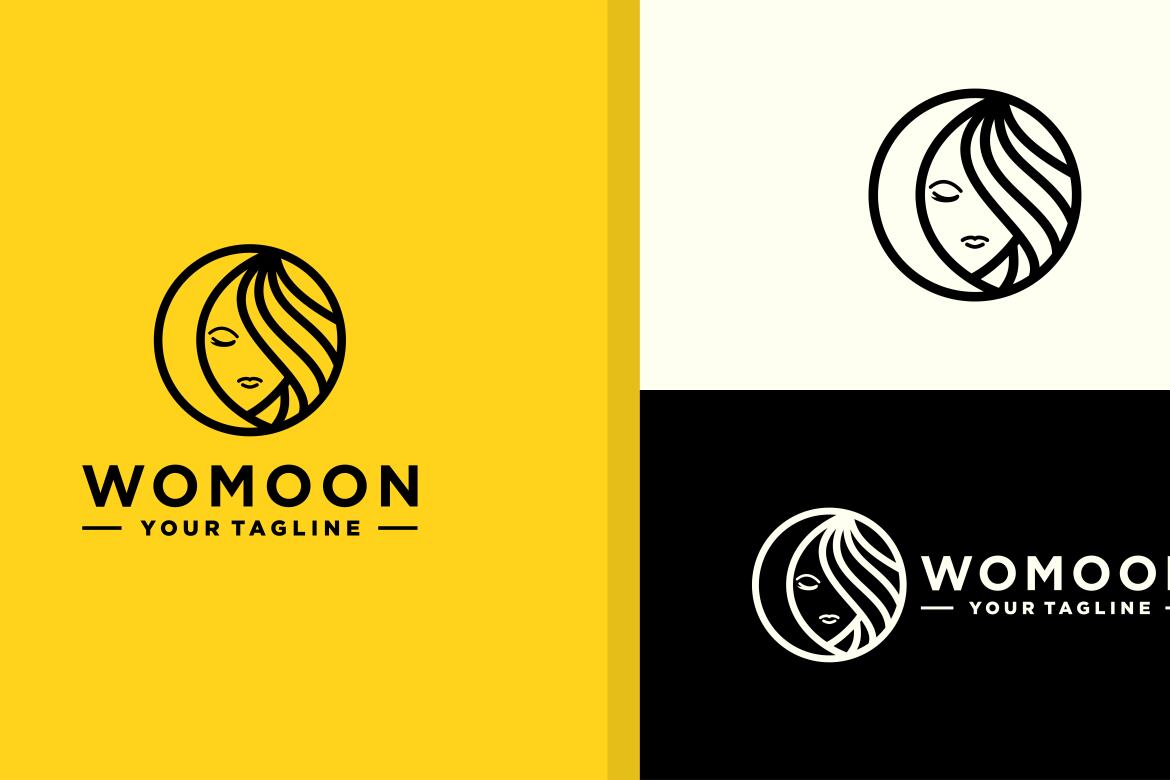 WOMEN AND MOON LOGO LINE SIMPLE LUXURIOUS EDITABLE | Deeezy