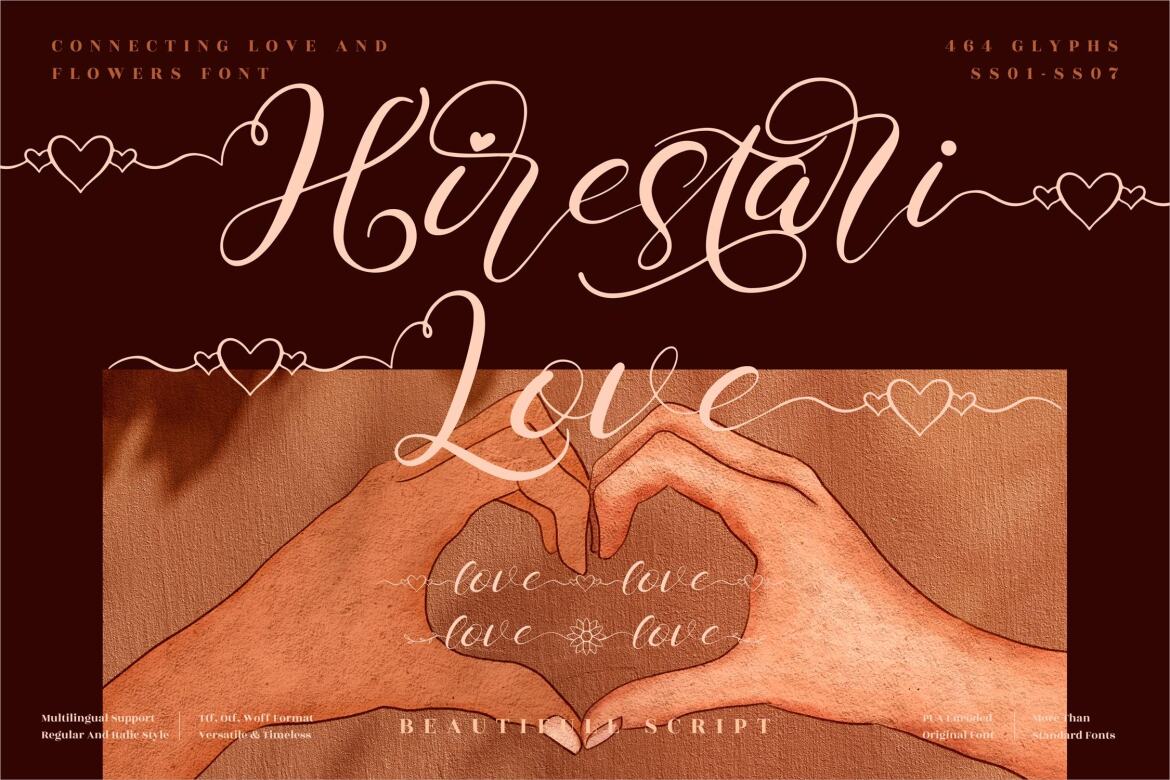 Hirestari Love - Beautiful Script Font | Deeezy