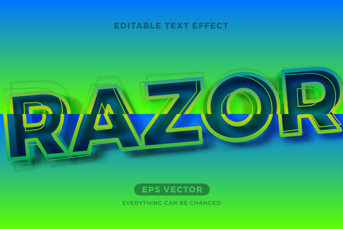 Razor Sliced editable text effect vector template | Deeezy