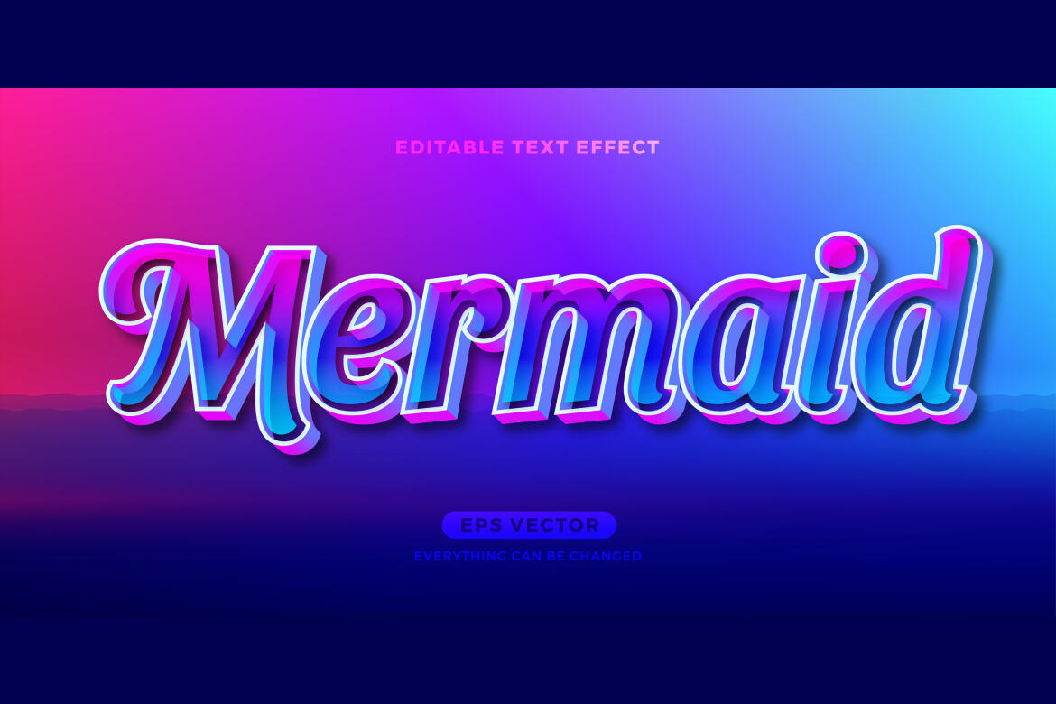 Mermaid editable text effect style vector | Deeezy