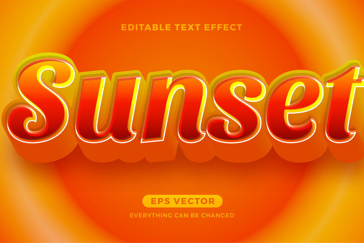 Sunset editable text effect style vector | Deeezy