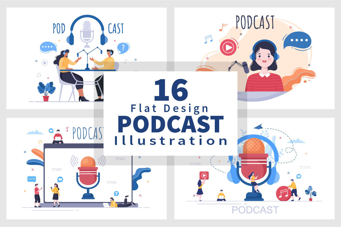 16 Podcast Background Vector illustration | Deeezy