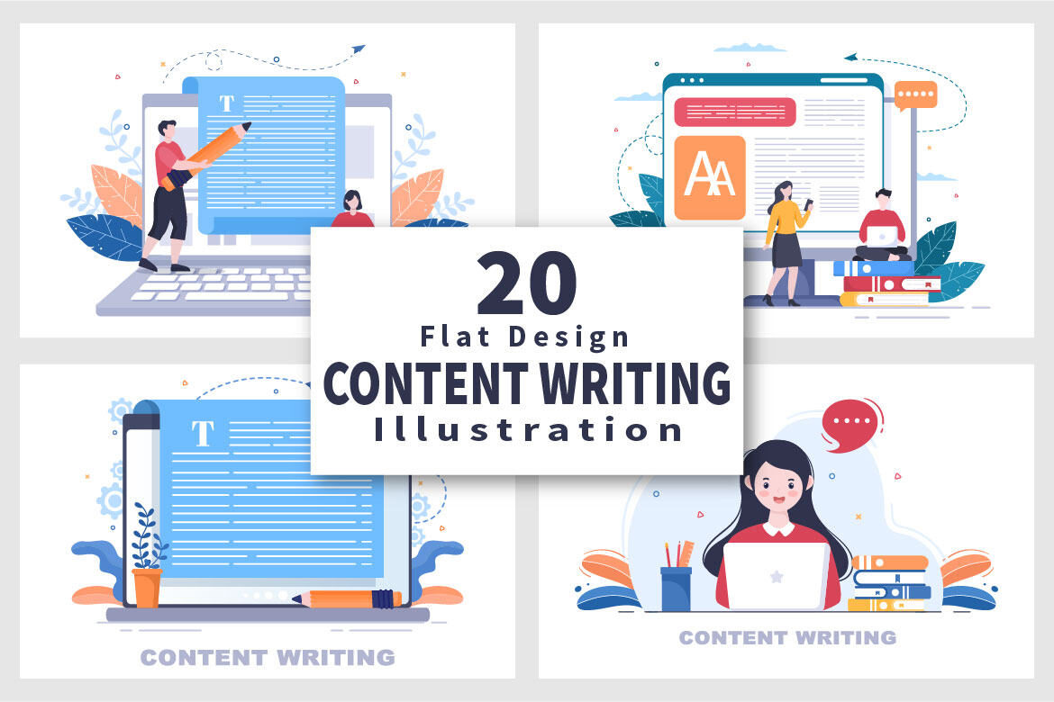 20 Content Writing or Journalist Vector Illustration | Deeezy
