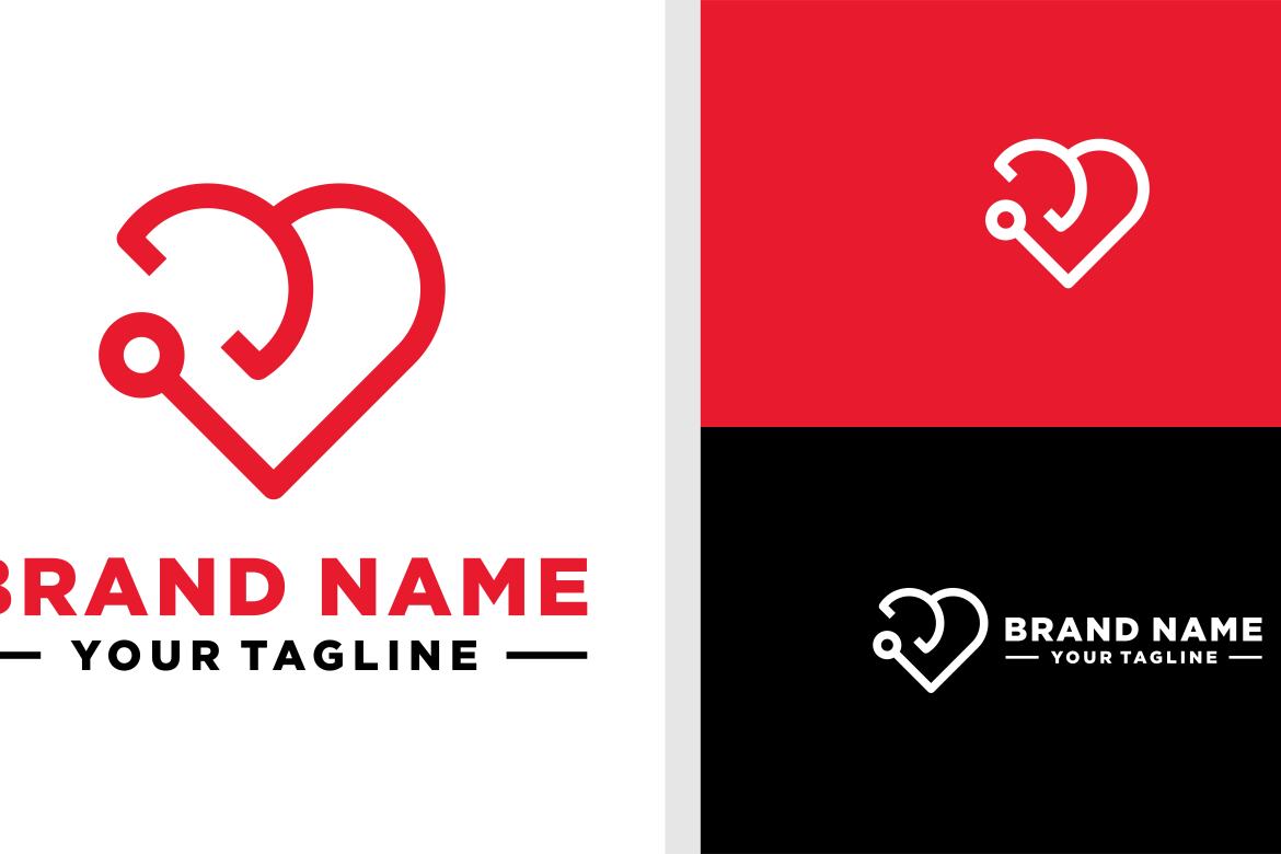 LOVE LOGO STETHOSCOPE NEGATIVE SPACE LINE EDITABLE | Deeezy