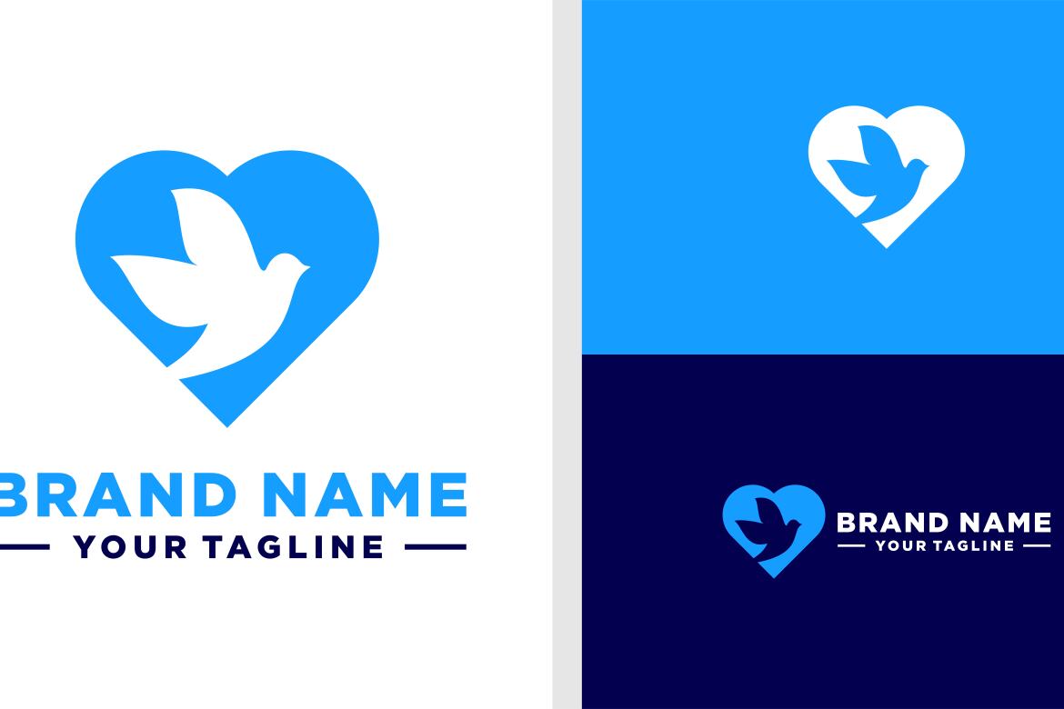 HEART LOGO BIRD NEGATIVE SPACE MODERN EDITABLE | Deeezy