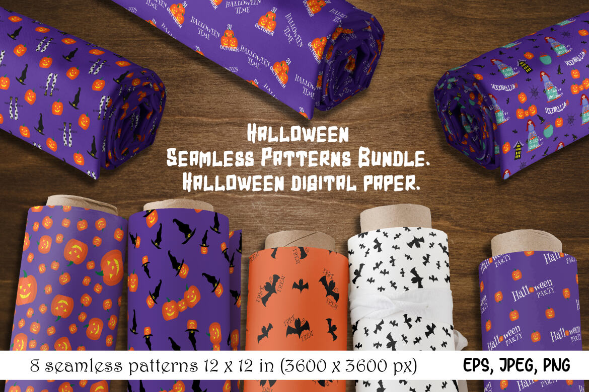 Halloween Seamless Patterns Bundle. Halloween digital paper bundle ...