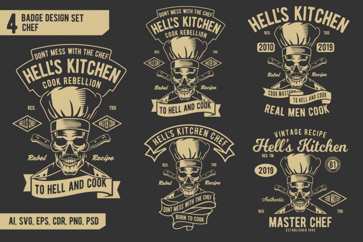 4 Chef Badge Design Set | Deeezy