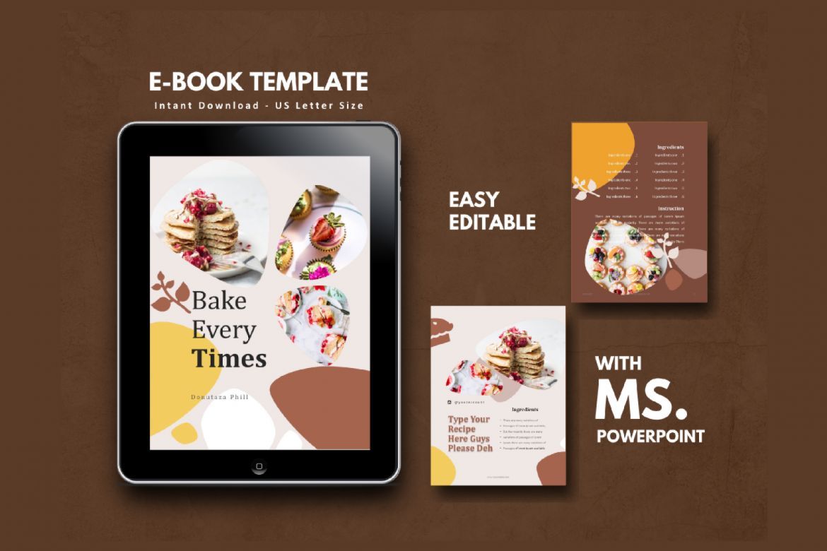 16 Pages Bakery Recipe eBook Template PowerPoint | Deeezy