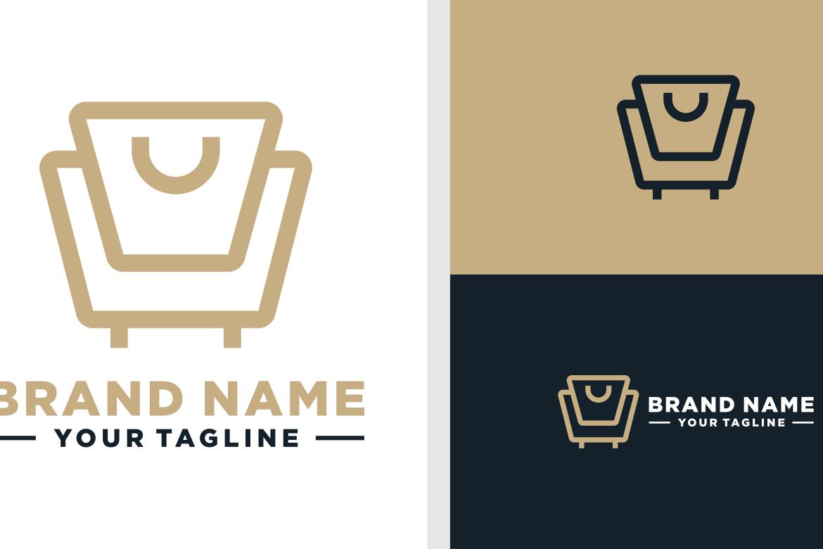 CHAIR LOGO SHOPPING BAG NEGATIVE SPACE FURNITURE EDITABLE | Deeezy