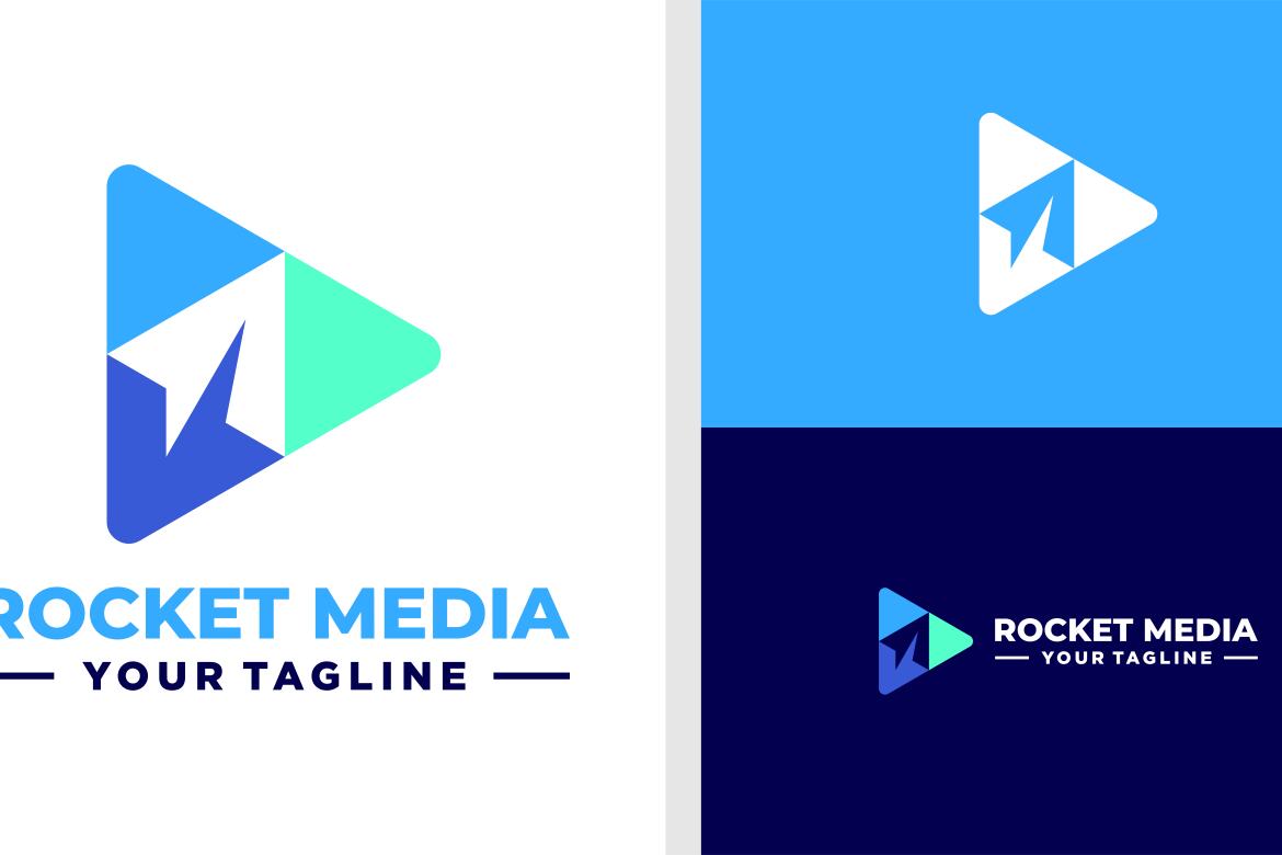 MEDIA LOGO ROCKET NEGATIVE SPACE TRIANGLE EDITABLE | Deeezy