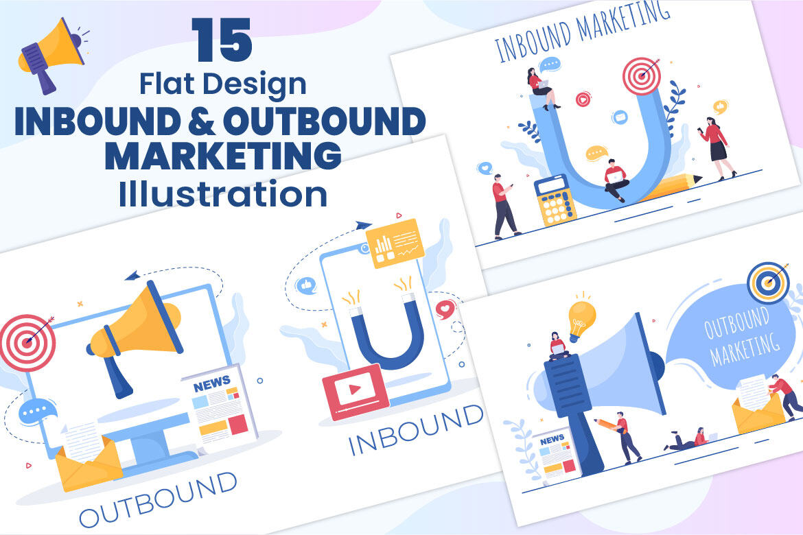 15 Inbound and Outbound Marketing Illustration | Deeezy