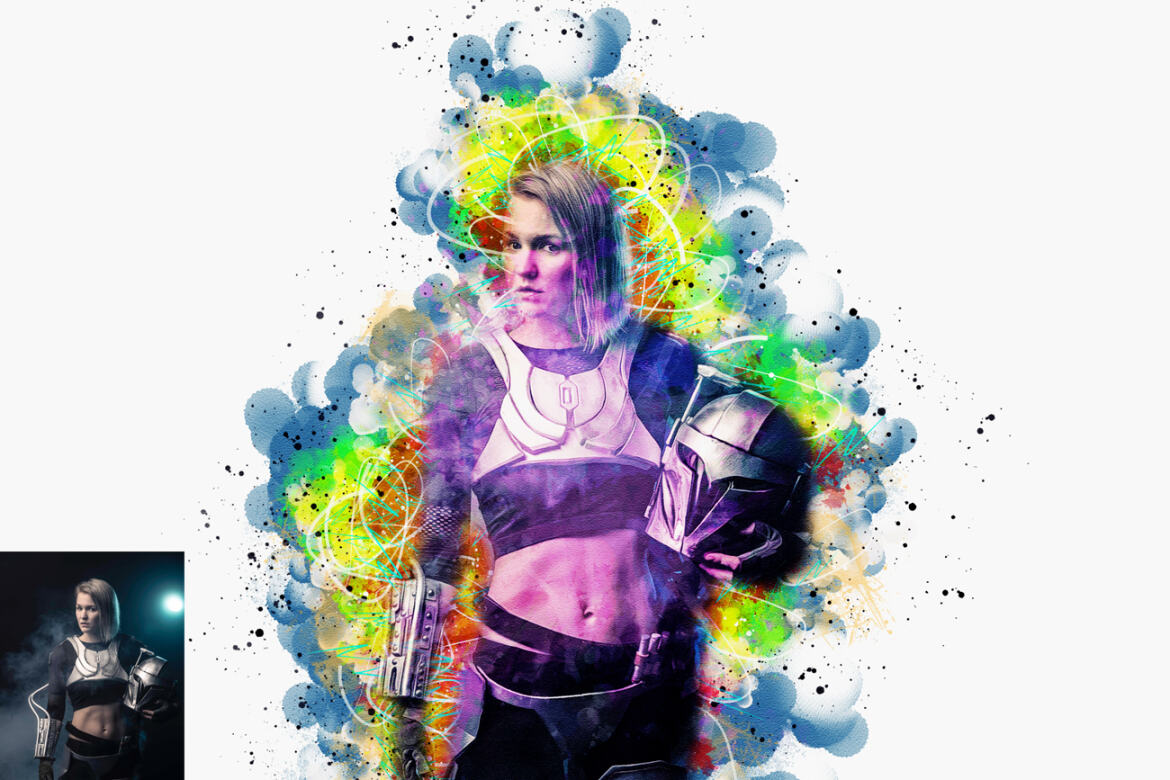 Watercolor Portrait Photoshop Action V-2 | Deeezy