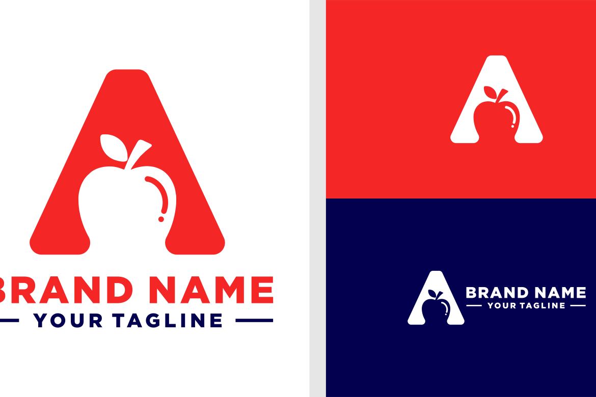 LETTER A LOGO APPLE NEGATIVE SPACE SIMPLE EDITABLE | Deeezy