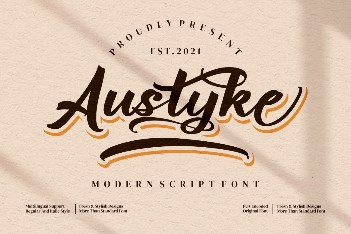Austyke - Modern Script Font | Deeezy