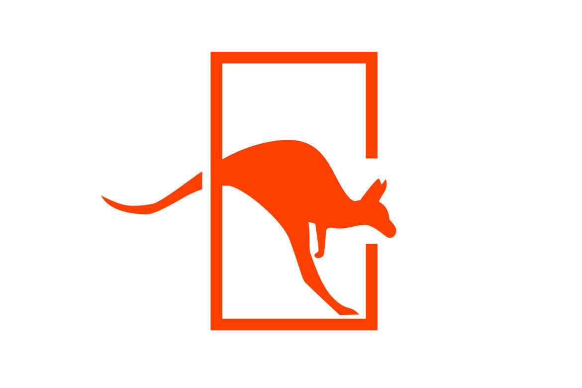 Kangaroo jumping rectangle outdoor logo design vector | Deeezy