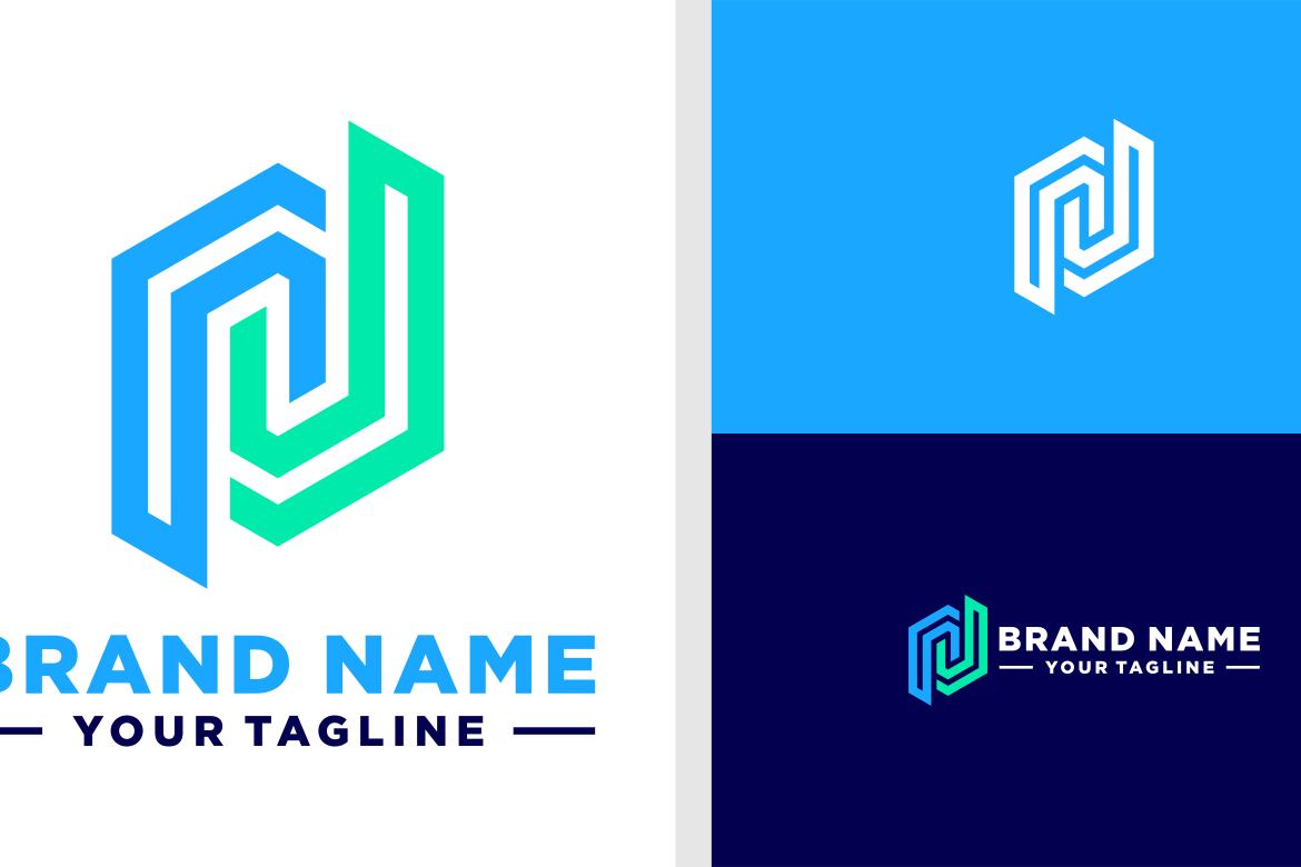 LETTER N LOGO MONOGRAM HEXAGONAL GEOMETRIC EDITABLE | Deeezy