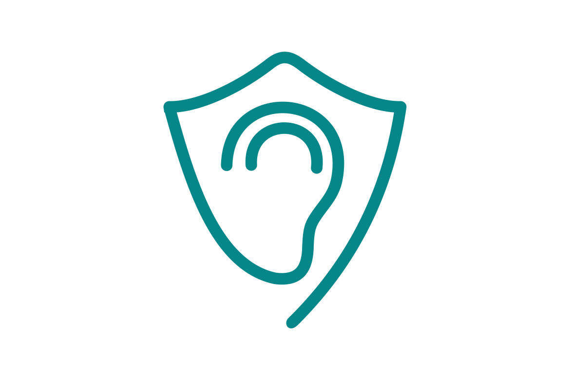 shield protecting ear concept icon design logo template vector ...