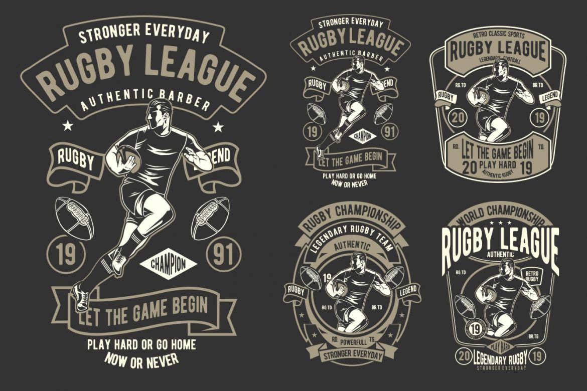 4 Rugby Badge Design Set | Deeezy