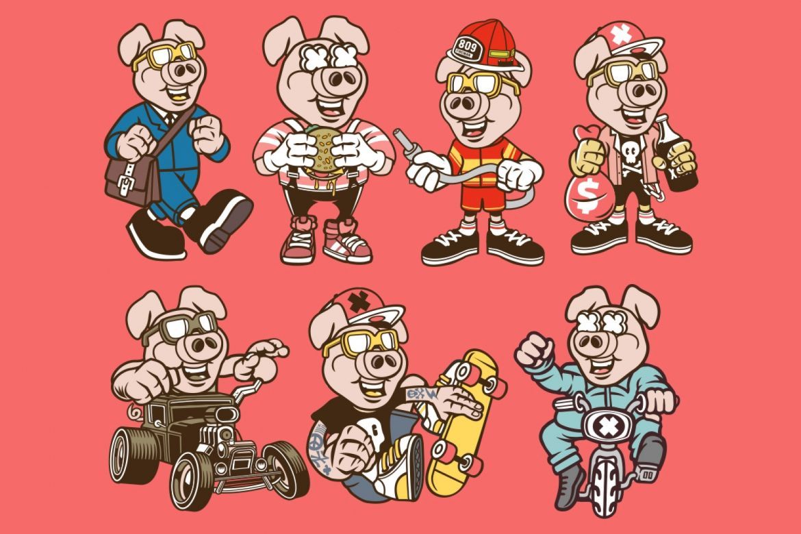 7 Pig Cartoon Character | Deeezy