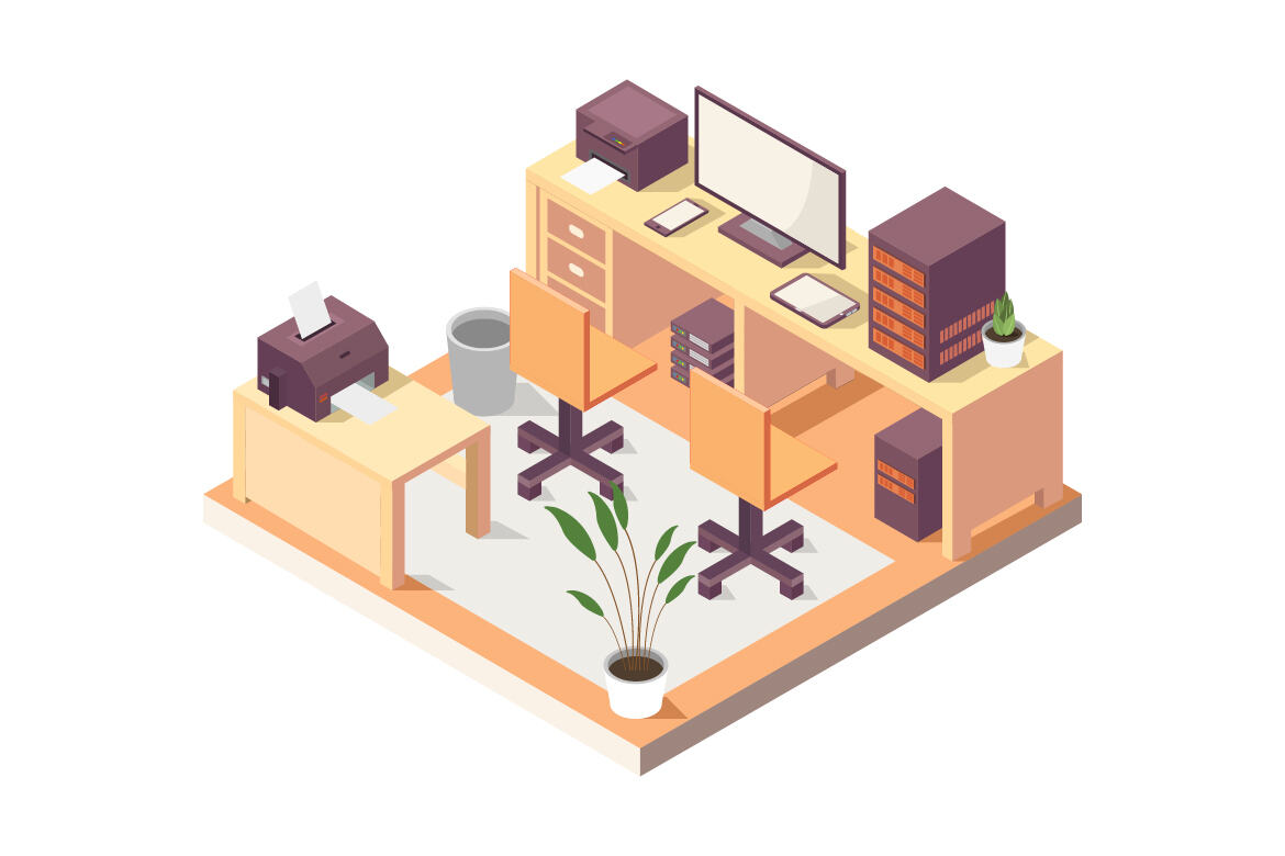 Isometric office desk | Deeezy