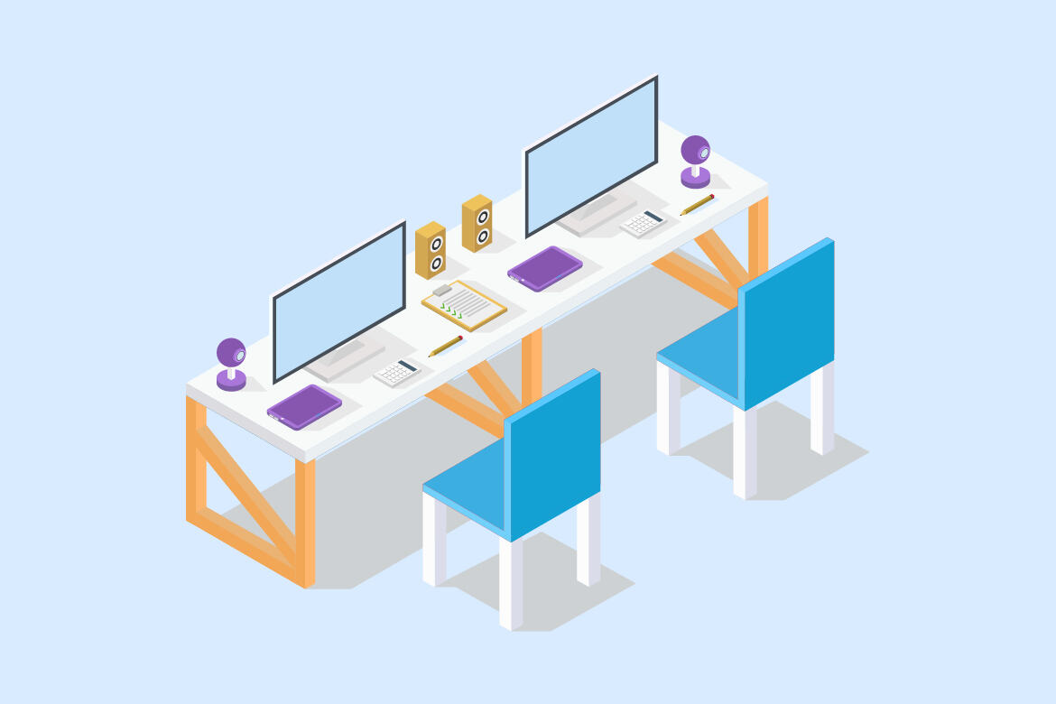 Isometric office desk | Deeezy