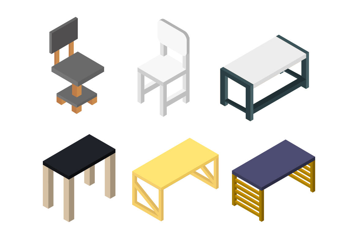 Isometric table and chair | Deeezy