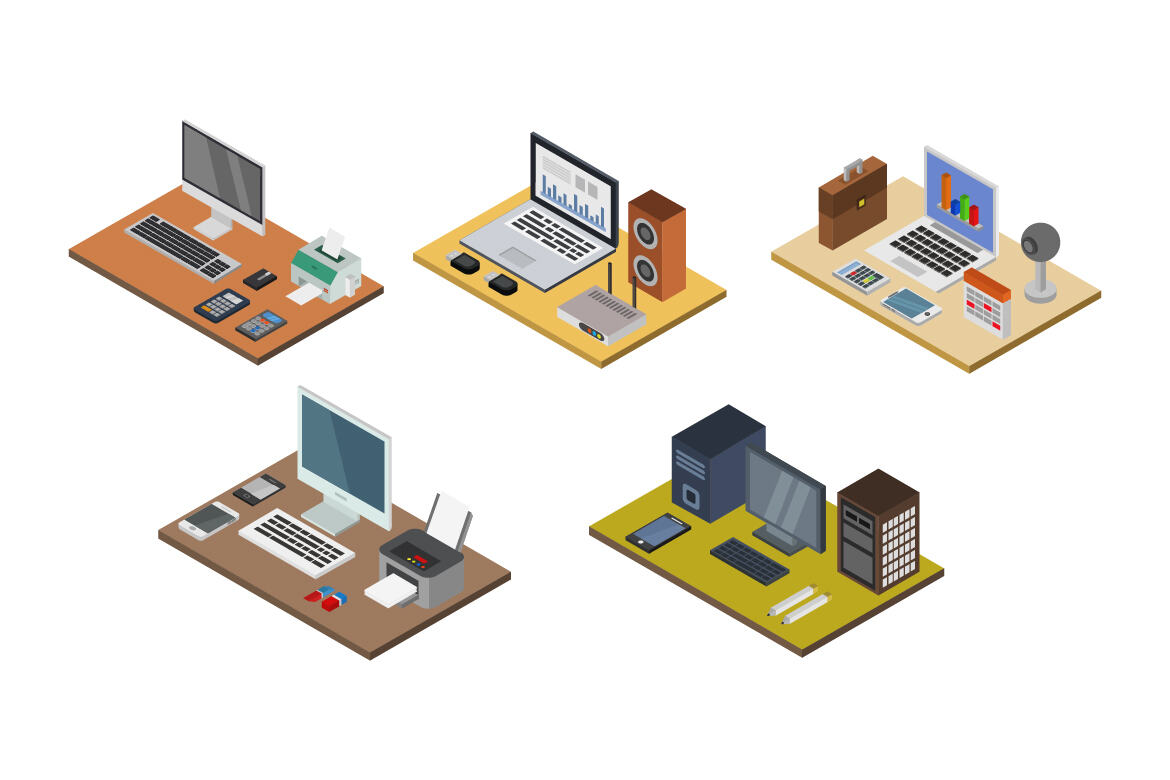 Isometric office desk | Deeezy