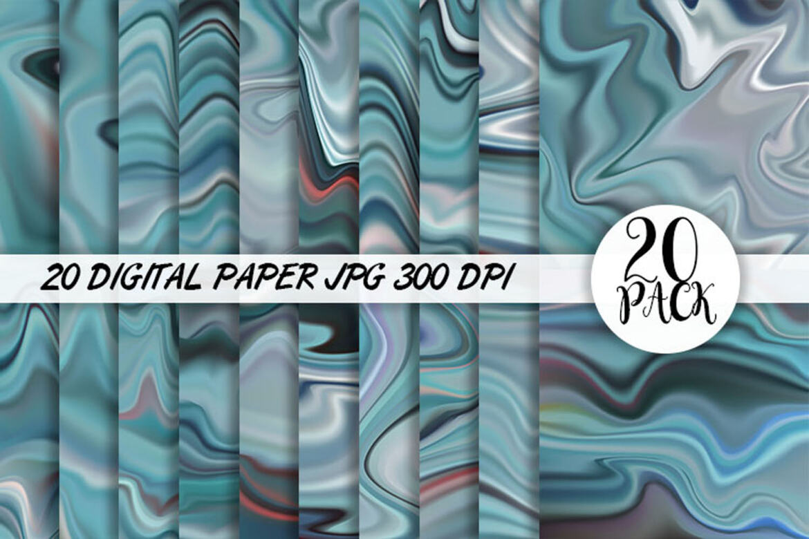 Digital paper wave texture gradient turquoise color | Deeezy
