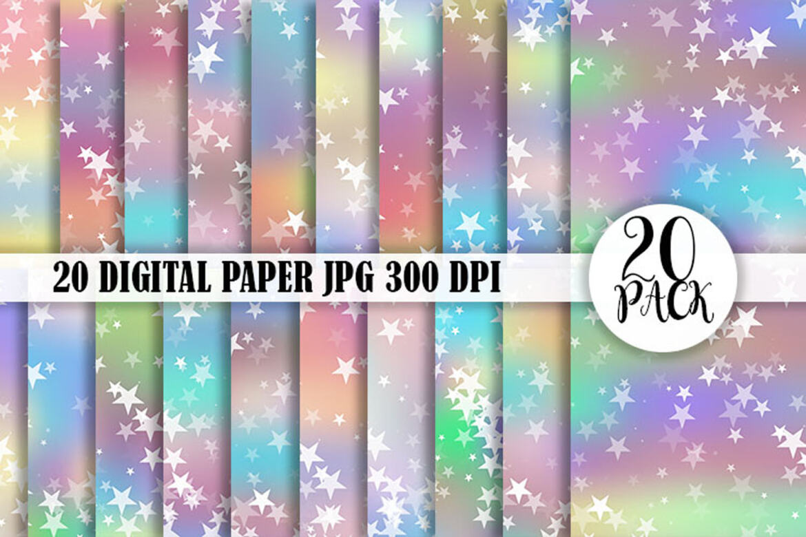 Digital paper star pattern with hologram color background | Deeezy