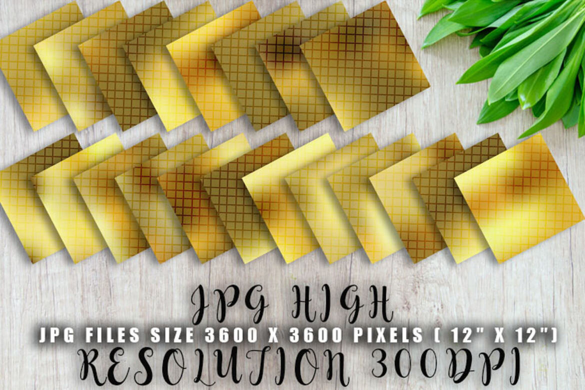 Digital paper grid line pattern with gradient gold color | Deeezy