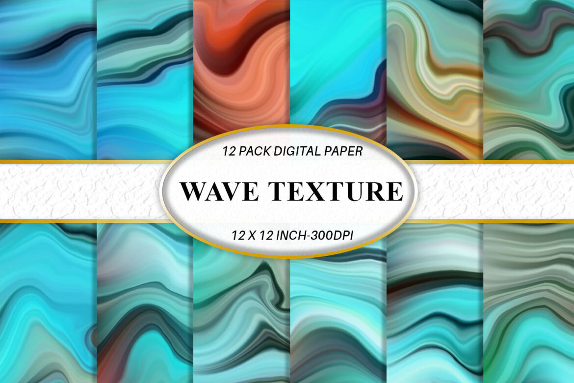 Digital paper turquoise color wave texture background | Deeezy