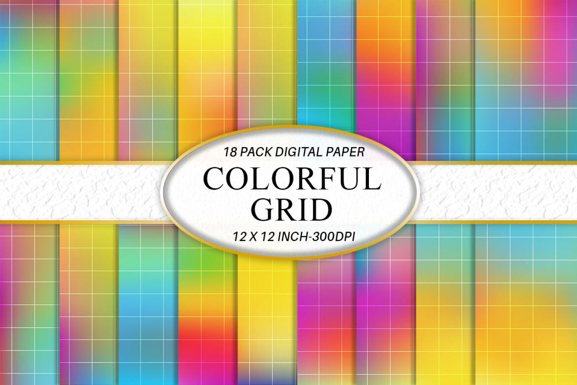 Digital paper grid line pattern gradient color background | Deeezy