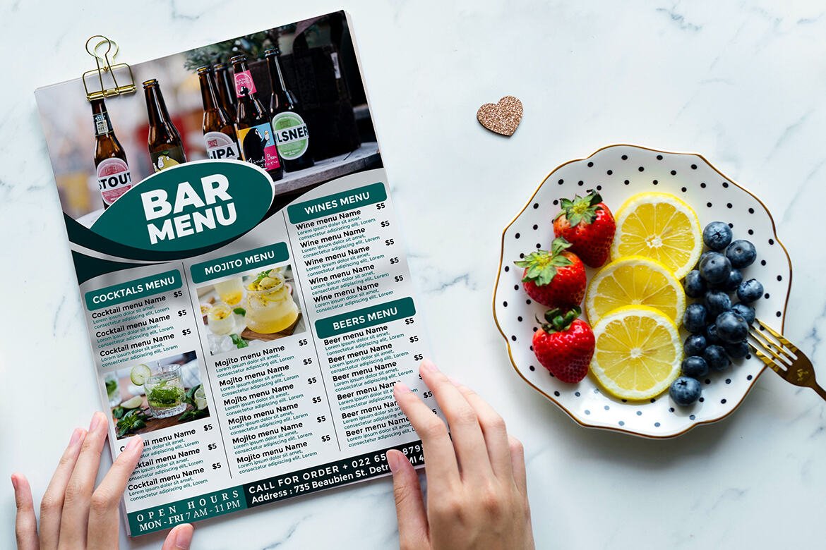 Bar Menu flyer template | Deeezy