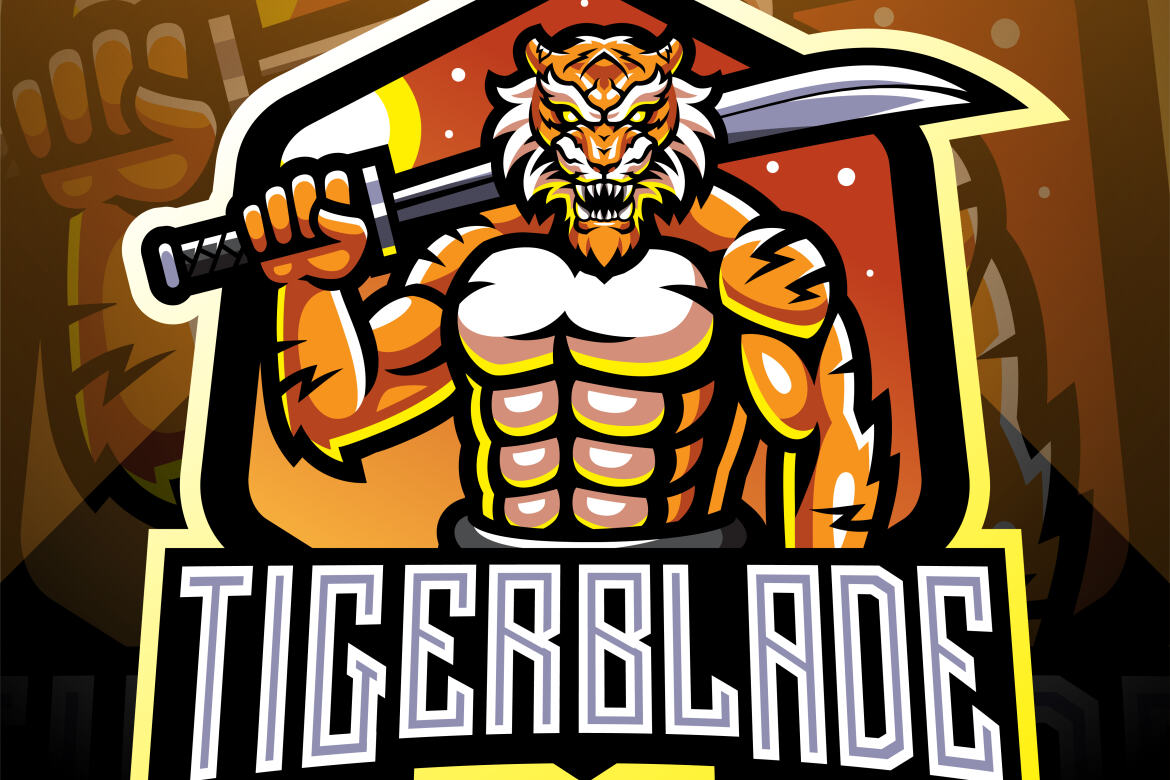 Tiger With Blade Esport Mascot Logo | Deeezy