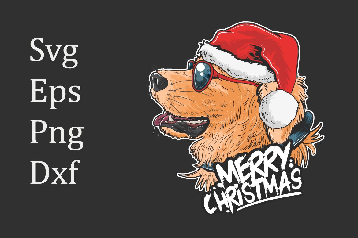 Santa claus dog puppy cute golden Christmas | Deeezy